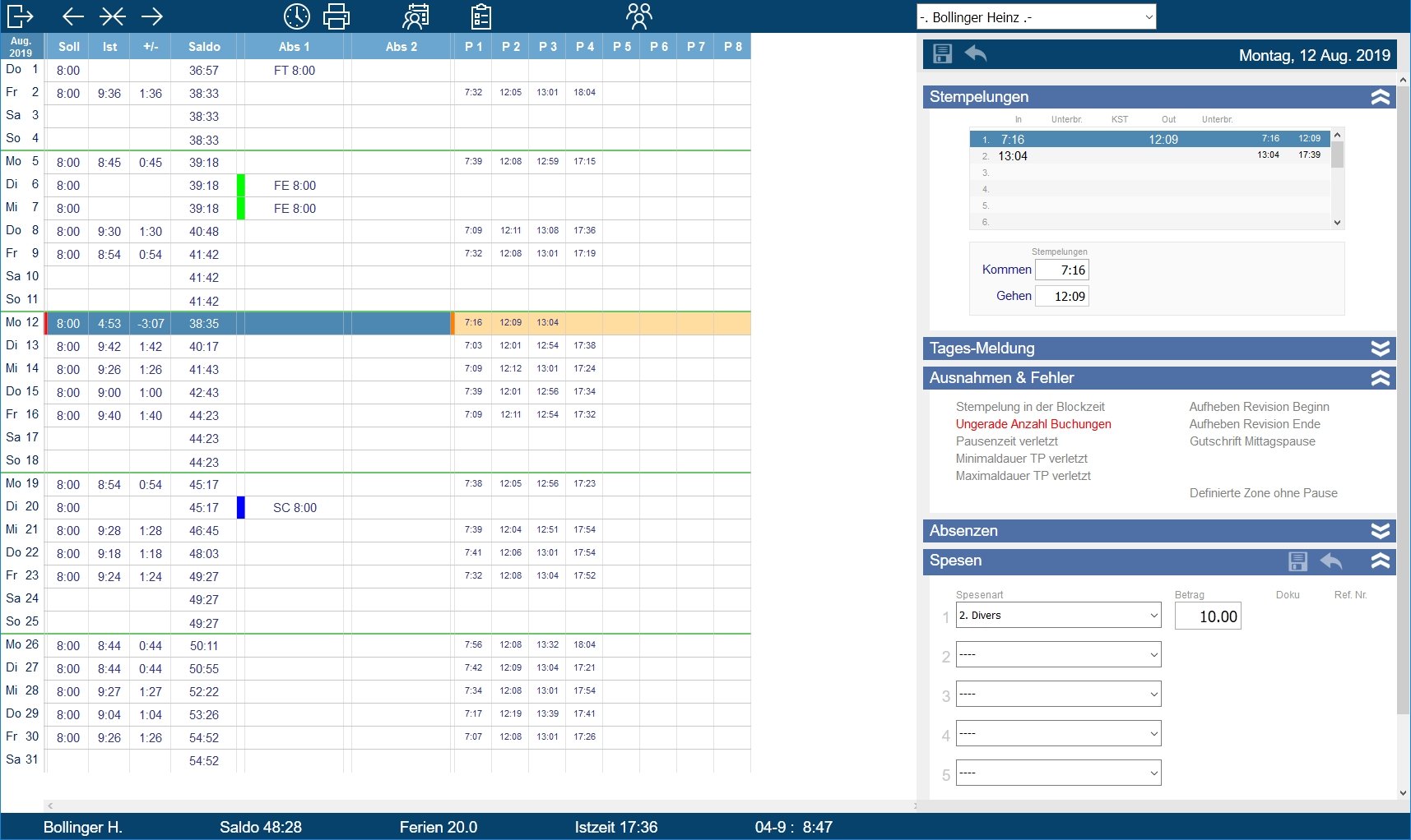 Mitarbeiter Self-Service Zusatzmodul zur Zeiterfassung & Präsenzzeiten